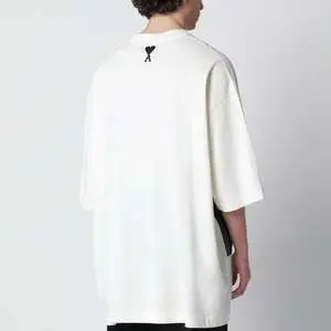 AMI Paris Cream T-shirt With Logo Print