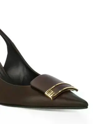 SERGIO ROSSI Sr Evolv Plaque-detail Pointed-toe Slingback Pumps