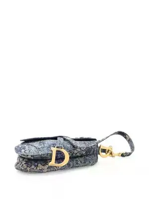 Dior Saddle Handbag Printed Denim Medium Shoulder Bag