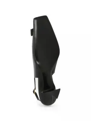 SERGIO ROSSI Plaque-detail Squared-toe Slingback Pumps