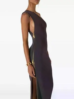 Elisabetta Franchi One-shoulder Knit Maxi Dress With Side Zip Detail