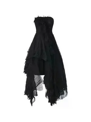 ELYWOOD Ruffled Layered Asymmetric Dress - Black
