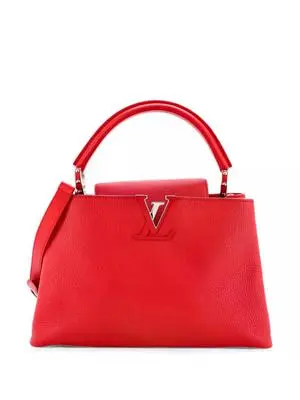 LOUIS VUITTON Capucines Bag Leather Pm Satchel - Red