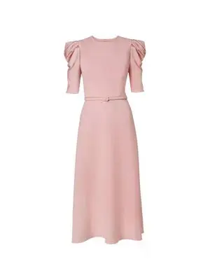Carolina Herrera Puff-sleeve Midi Dress - Pink