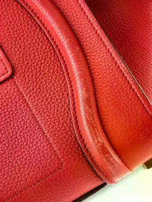 Celine Luggage Bag Grainy Leather Micro Tote Bag - Red