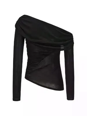 ELYWOOD Shirred Off-shoulder Long-sleeved Top