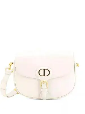 Dior Bobby Flap Bag Leather Medium Crossbody Bag - White