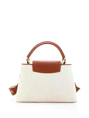 LOUIS VUITTON Capucines Bag Canvas With Taurillon Leather Pm Satchel - Neutrals