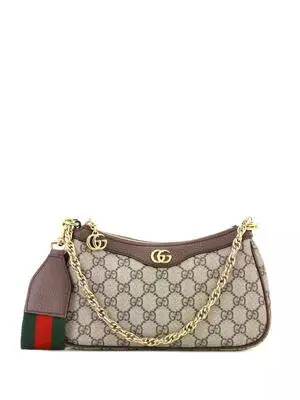 Gucci Ophidia Charm Shoulder Bag Gg Coated Canvas Small Crossbody Bag - Brown