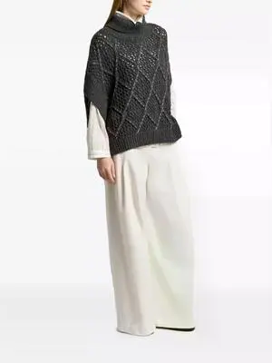 Peserico Diamond-knit Roll-neck Shot-sleeve Sweater