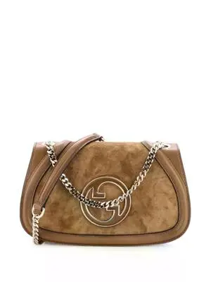 Gucci Blondie Nm Chain Flap Bag Suede And Leather Small Shoulder Bag - Brown