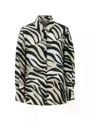 Marella Zebra-print Long-sleeved Shirt - Black