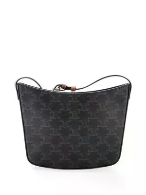 Celine Croque Triomphe Coated Canvas Medium Hobo Bag