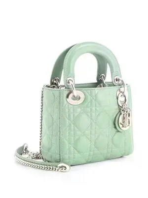 Dior Lady Chain Bag Cannage Quilt Lambskin Mini Satchel - Green