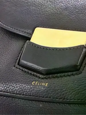 Celine Trotteur Grainy Leather Small Crossbody Bag - Grey