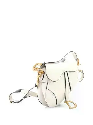 Dior Saddle Handbag Leather Medium Shoulder Bag - White