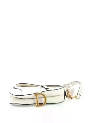 Dior Saddle Handbag Leather Medium Shoulder Bag - White