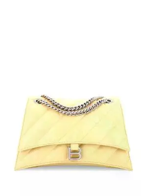 Balenciaga Crush Chain Flap Bag Quilted Crushed Calfskin Medium Shoulder Bag - Yellow