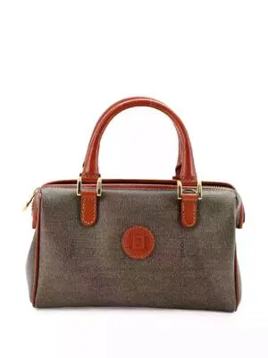 Fendi Vintage Pequin Convertible Boston Bag Coated Canvas Mini Satchel - Brown