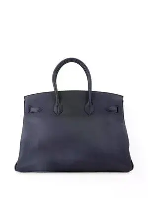 Hermès Birkin Handbag Clemence With Gold Hardware 35 Tote Bag - Blue