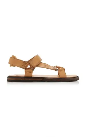 Miu Miu Slingback Leather Sandals With Metal Ring Hardware - Brown
