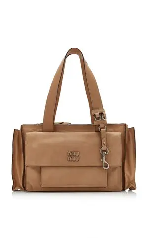 Miu Miu Pocket Leather Shoulder Bag - Brown