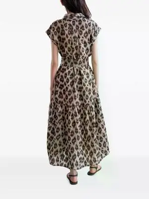 PSOPHIA Animal-print Tie Midi Dress