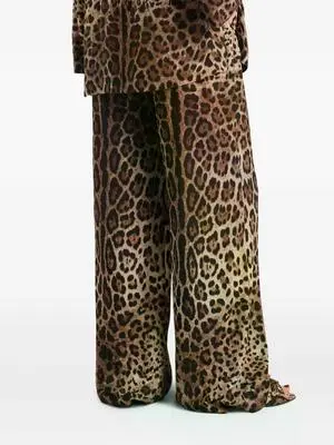 Dolce & Gabbana Leo-print Charmeuse Trousers - Neutrals