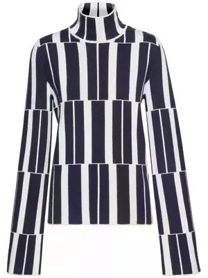 FERRAGAMO Stripe-pattern Cashmere Jumper - Blue