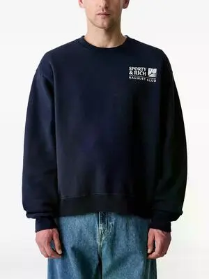 SPORTY & RICH Logo-print Crew-neck Sweatshirt - Blue