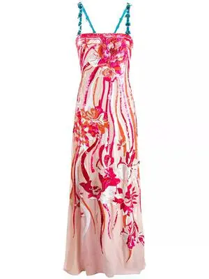Emilio Pucci Sequined Floral Appliqué Dress - Neutrals