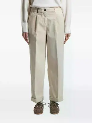 Peserico Pleated Turn-up Trousers - Neutrals
