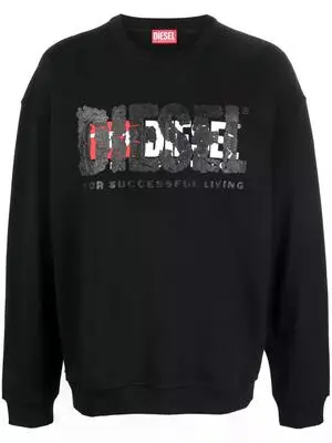 DIESEL® Logo-print Cotton Sweatshirt - Black