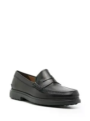 FERRAGAMO Leather Penny Loafers - Black