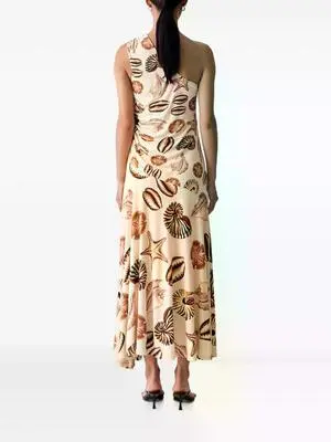 Farm Rio Seashell-print One-shoulder Midi Dress