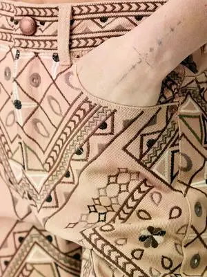 Farm Rio Geometric Embroidered Straight-leg Trousers
