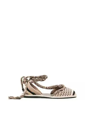 AMAMBAIH Rosa Braided Tie-fastening Ballet Flats - Neutrals
