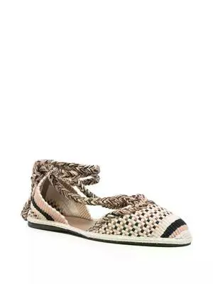 AMAMBAIH Rosa Braided Tie-fastening Ballet Flats - Neutrals