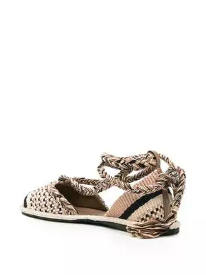 AMAMBAIH Rosa Braided Tie-fastening Ballet Flats - Neutrals