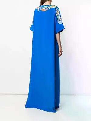 Emilio Pucci Floral Embroidered Silk Kaftan Dress