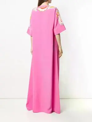 Emilio Pucci Silk Kaftan Dress With Floral Embroidery