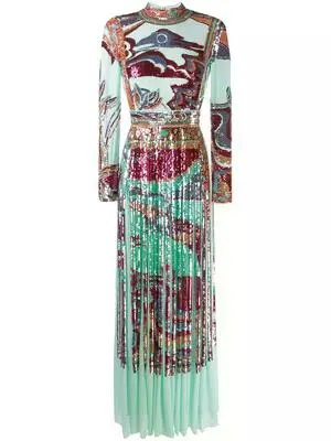 Emilio Pucci Sequinned Evening Gown - Blue