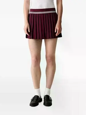 Sporty & Rich Abigail Pleated Logo-embroidered Mini Skirt
