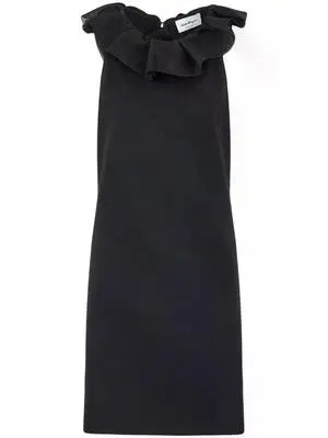 FERRAGAMO Ruffled-neck Sleeveless Dress - Black
