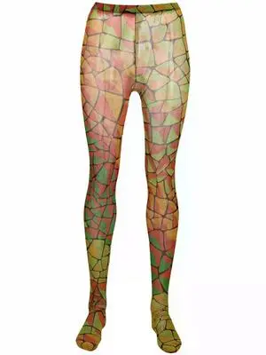 Emilio Pucci Tartuca-print Tights - Orange