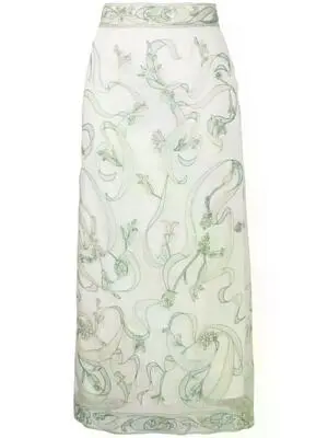 Emilio Pucci Evoluzioni Embroidered Organza Skirt - White