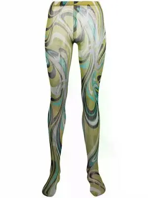Emilio Pucci Semi-sheer Graphic-print Tights - Green