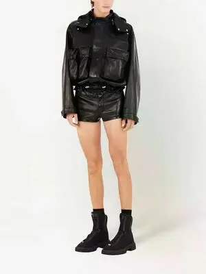 FERRAGAMO Drawstring-hood Leather Jacket - Black