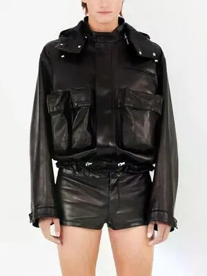 FERRAGAMO Drawstring-hood Leather Jacket