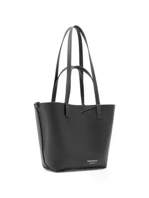 Emporio Armani Logo Print Leather Shoulder Bag